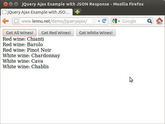 JQuery Ajax Example With JSON Response